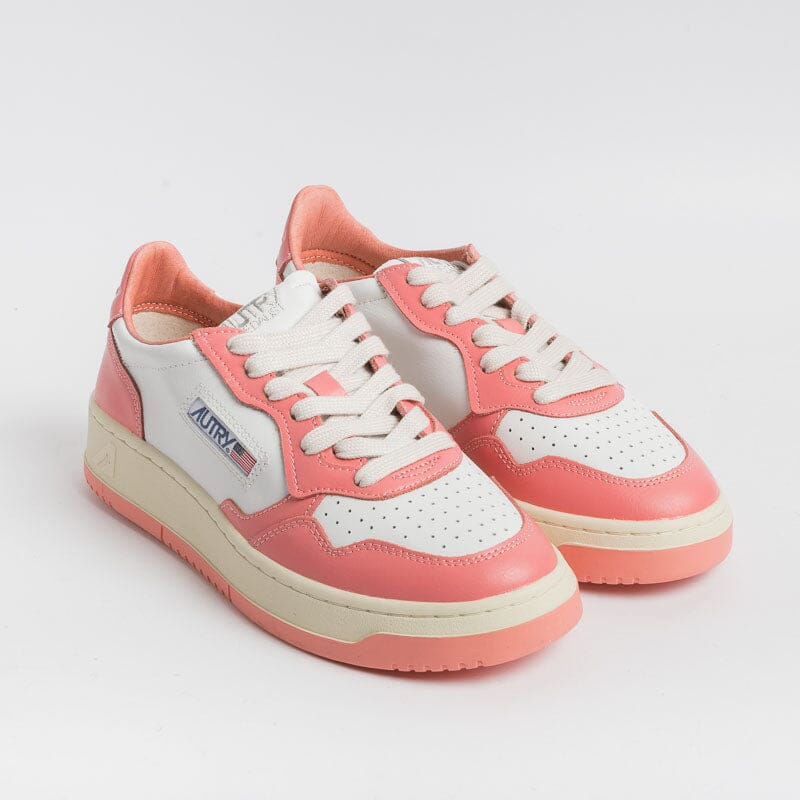 AUTRY - AULW WB22 -Sneakers LOW WOM LEAT - Bianco / Pesca